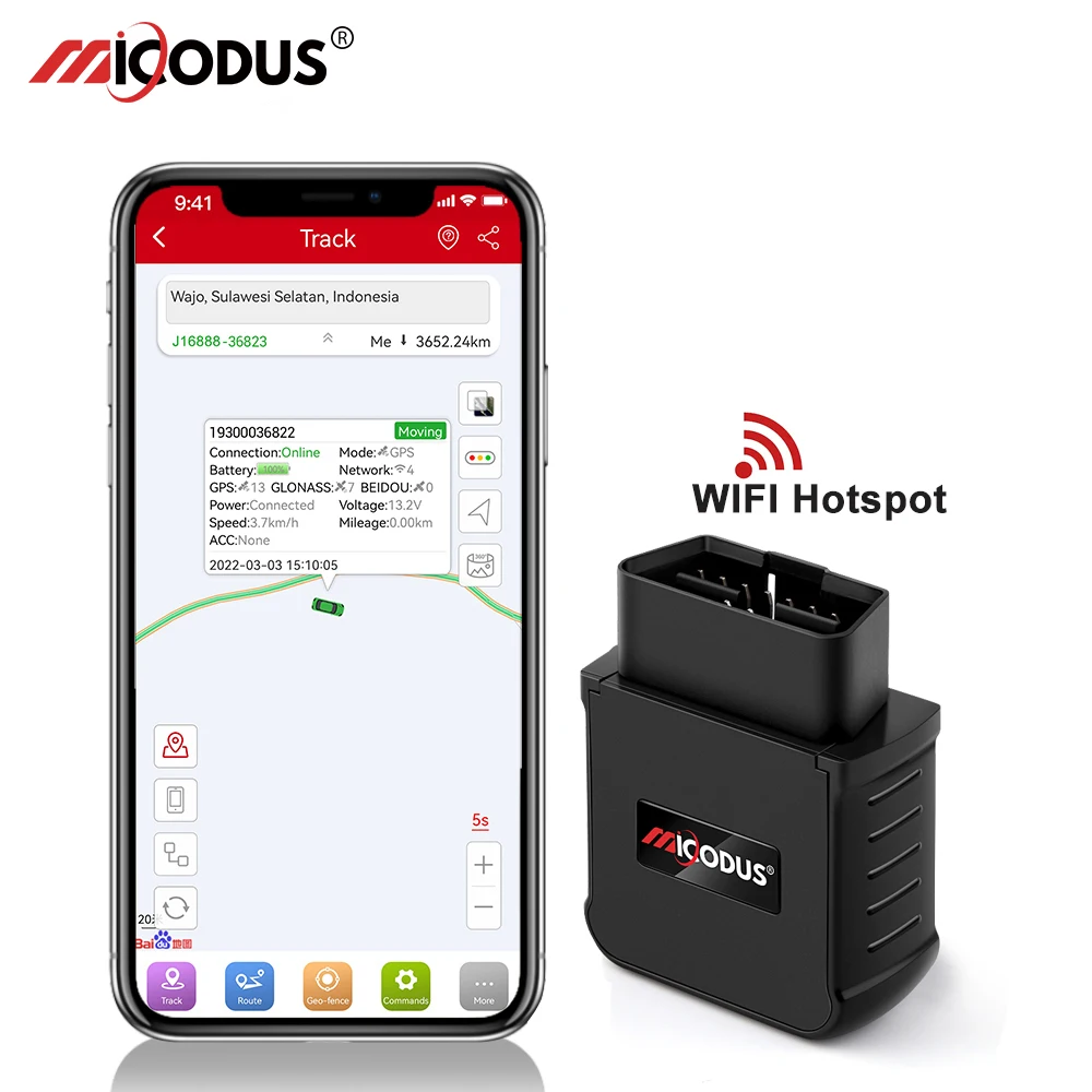 CANBUS OBD Vehicle GPS Tracker MiCODUS MV55GPRO WIFI Hotspot Voice ...